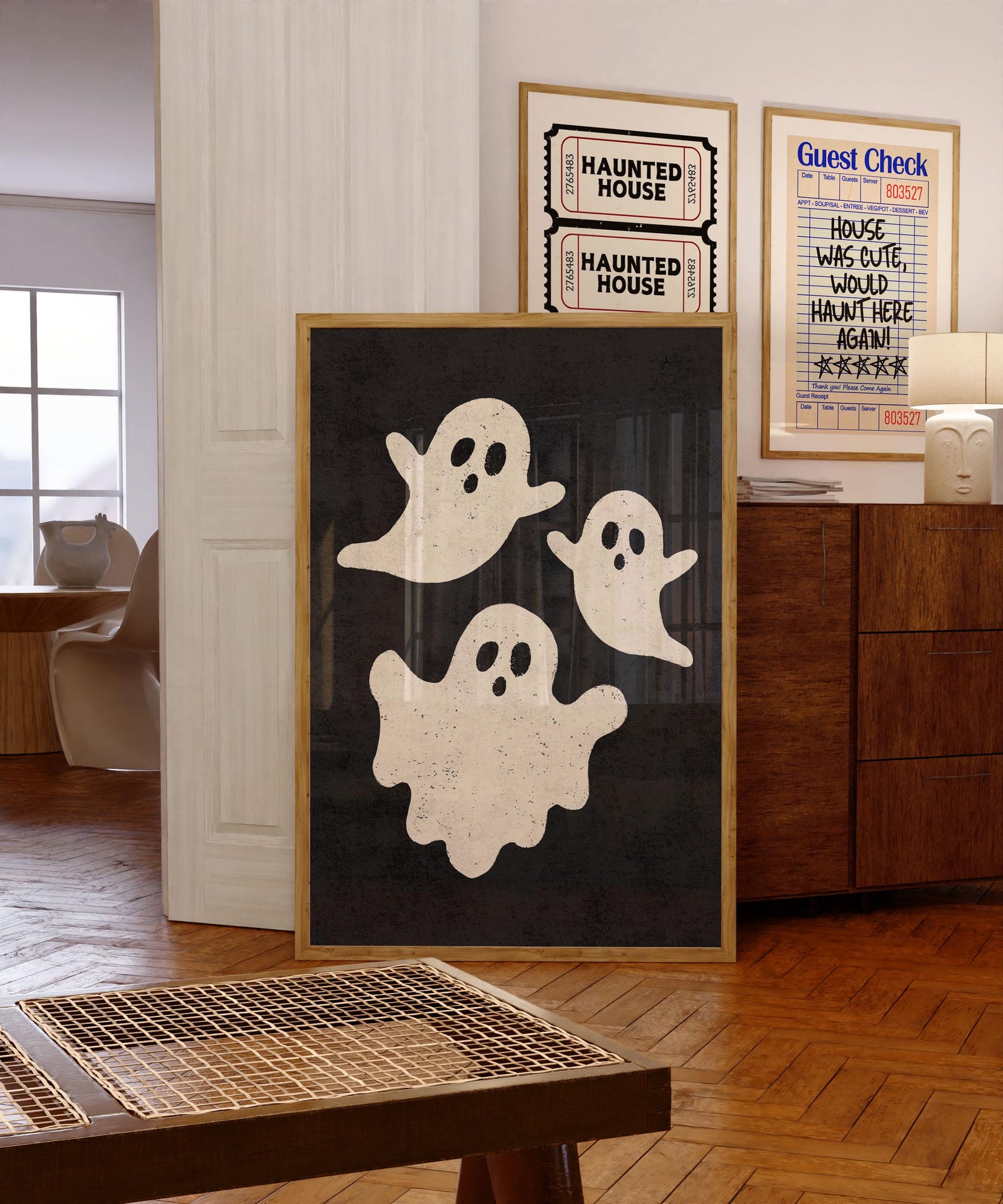 Spooky Ghost Trio Poster, Trendy Wall Art, Cute Halloween Decor, Funky ...