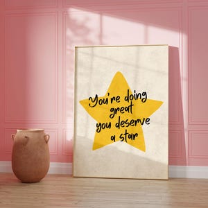 Motivational Star Wall Art, Uplifting Quote, Dorm Decor (digital ...