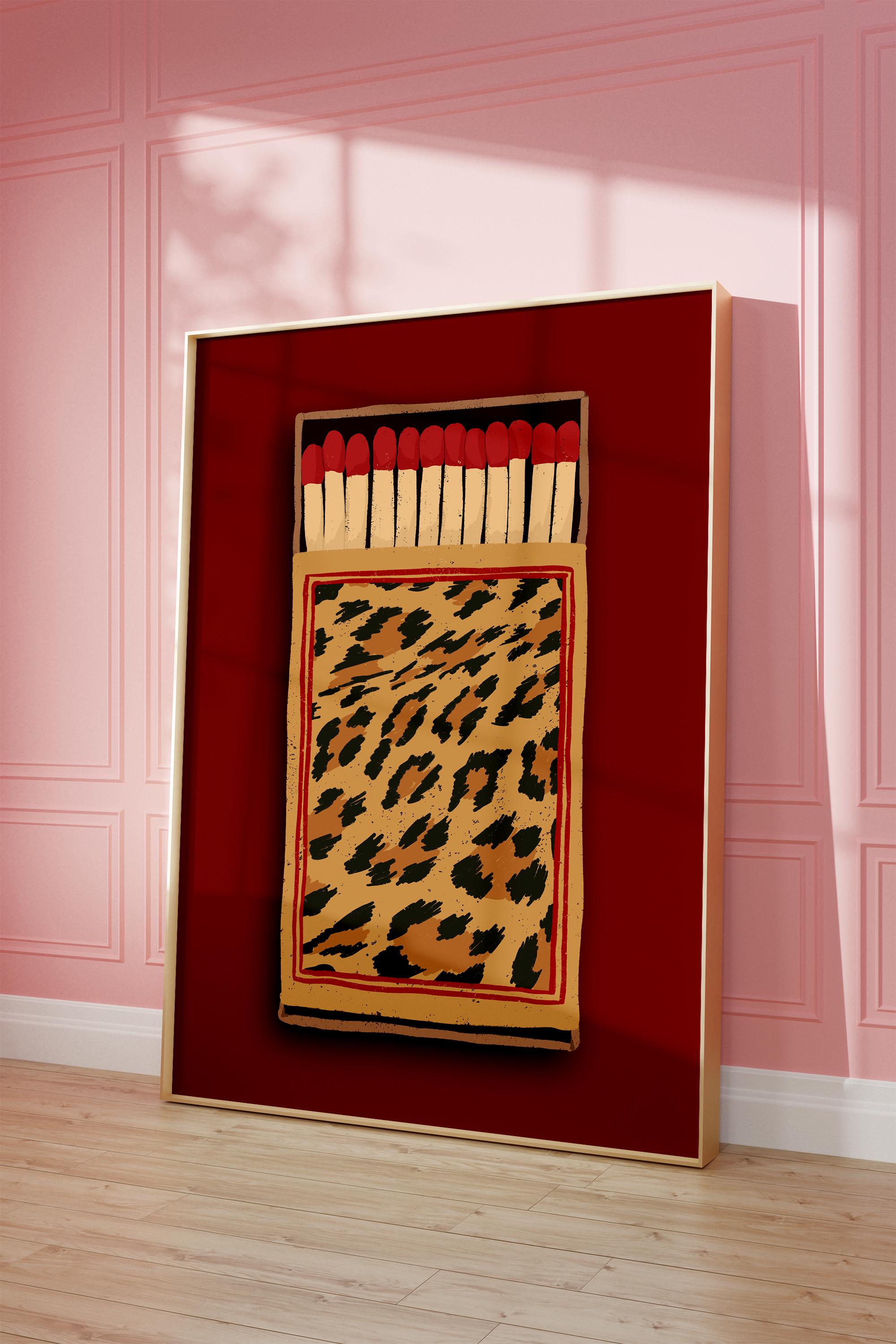 Retro Leopard Matchbox Printable Wall Art – Trendy Dorm Room and Bar ...