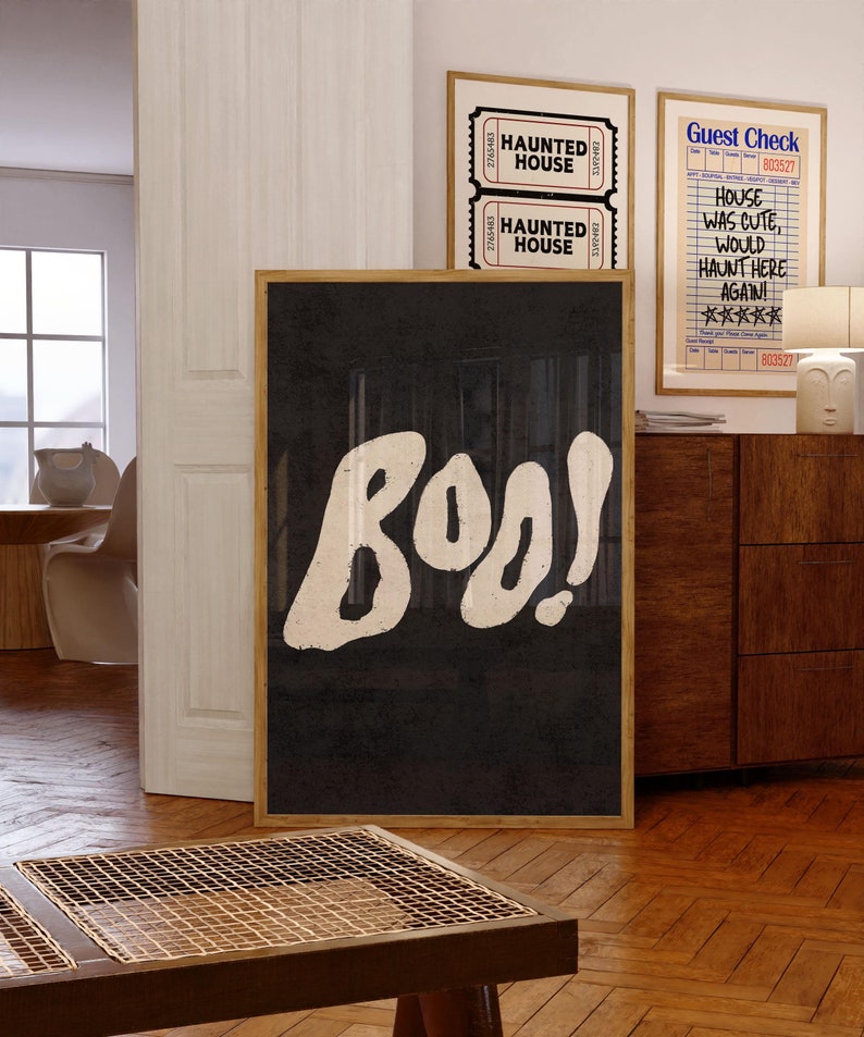 Trendy BOO! Halloween Poster, Retro Wall Art (digital Download) - Etsy
