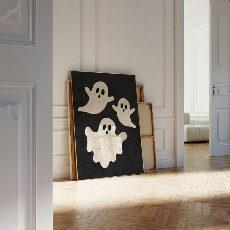 Spooky Ghost Trio Poster, Trendy Wall Art, Cute Halloween Decor, Funky ...