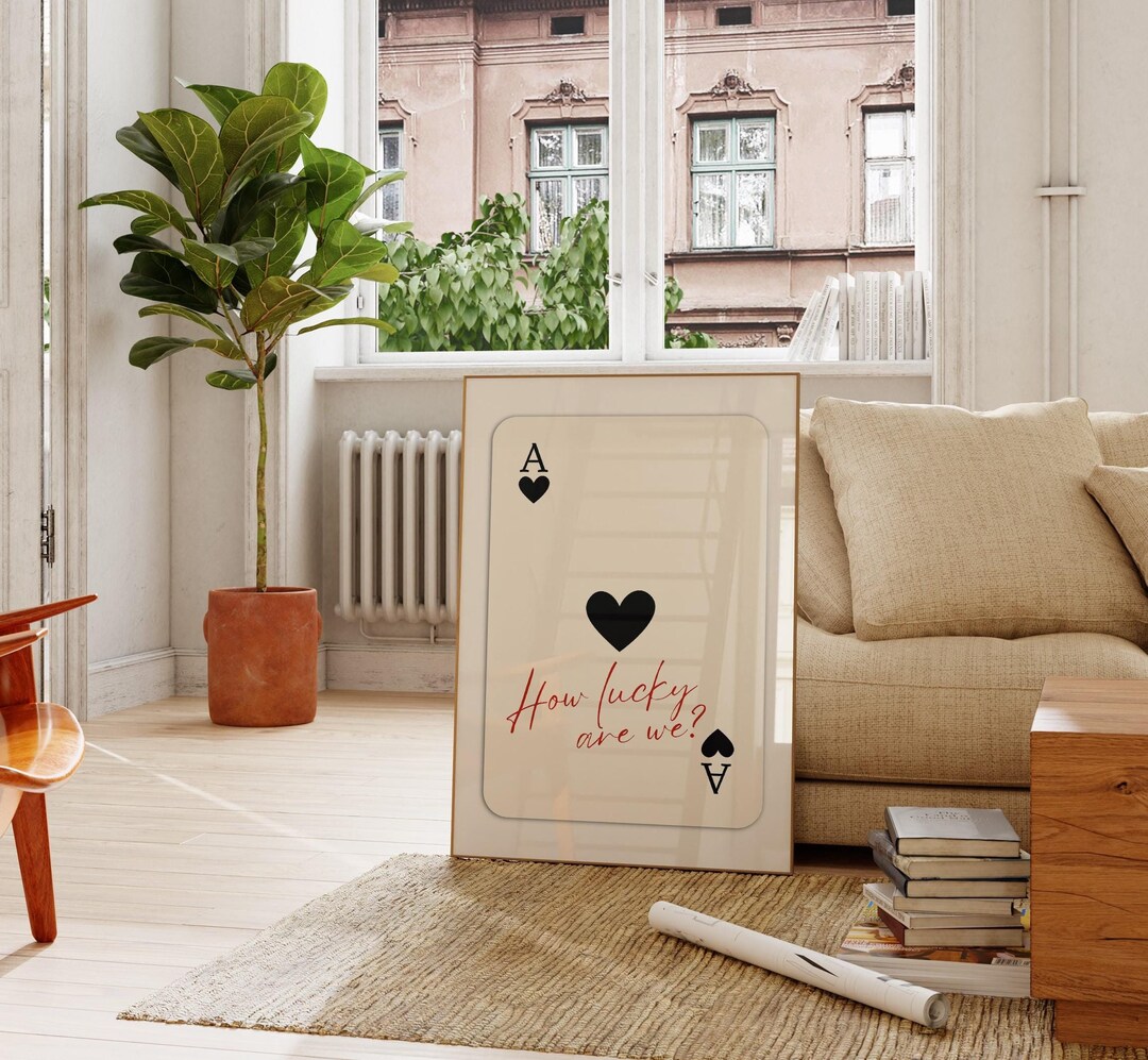 Retro Ace of Hearts Wall Art Print, How Lucky Are We Print, Vintage ...