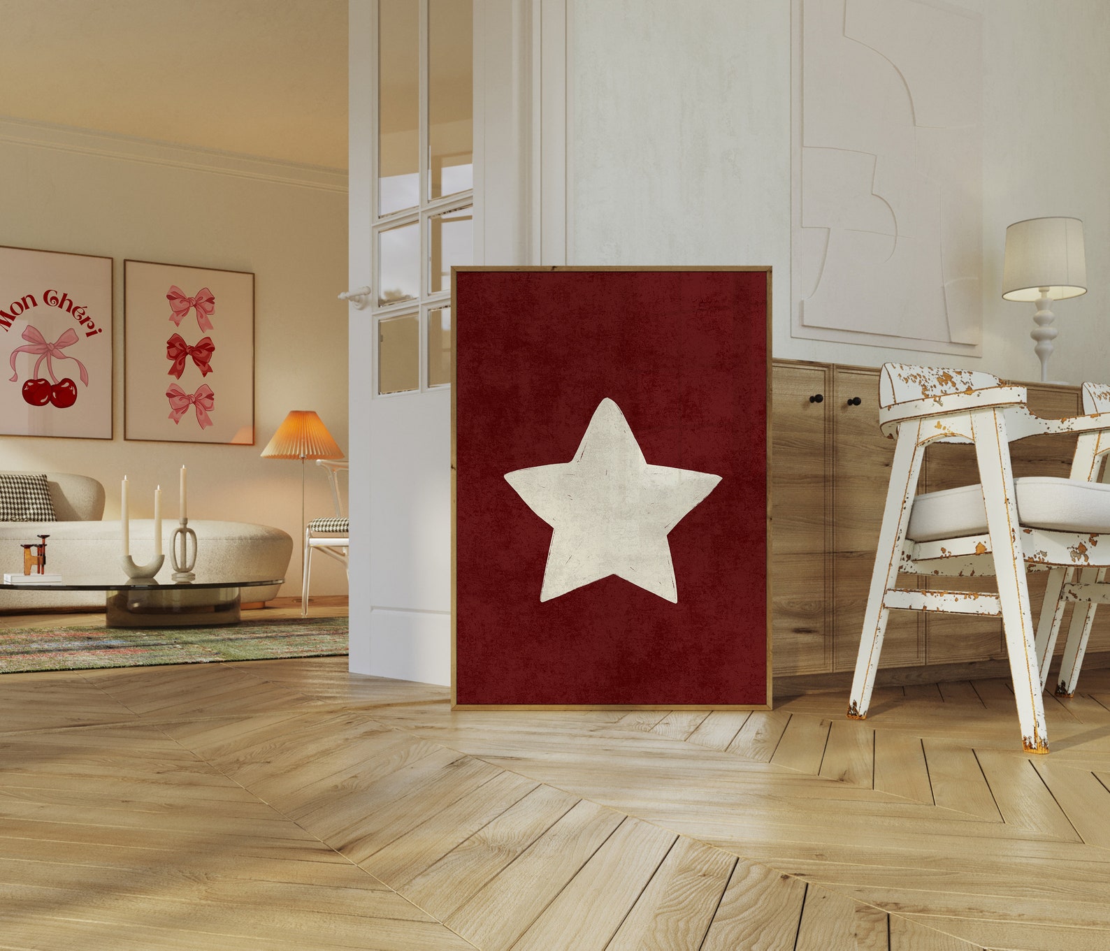 Star Drawing Retro Hand-drawn Wall Art Printable Wall Art Digital ...