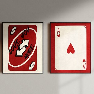 Red Ace Card Print, Love You More Wall Art, Trendy Playing Card Set of ...