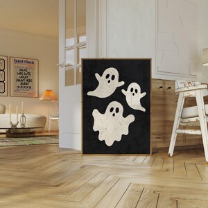 Spooky Ghost Trio Poster, Trendy Wall Art, Cute Halloween Decor, Funky ...