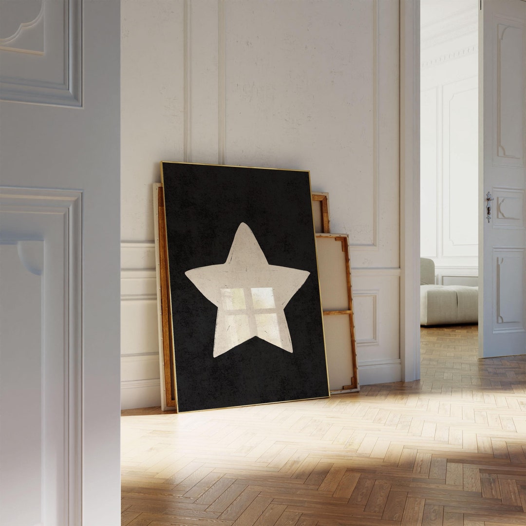 Retro Hand Drawn Star Wall Art, Digital Download Printable, Trendy ...