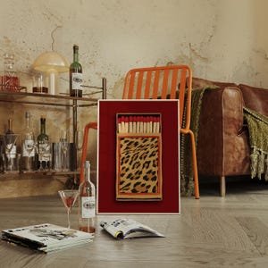 Retro Leopard Matchbox Printable Wall Art – Trendy Dorm Room and Bar ...