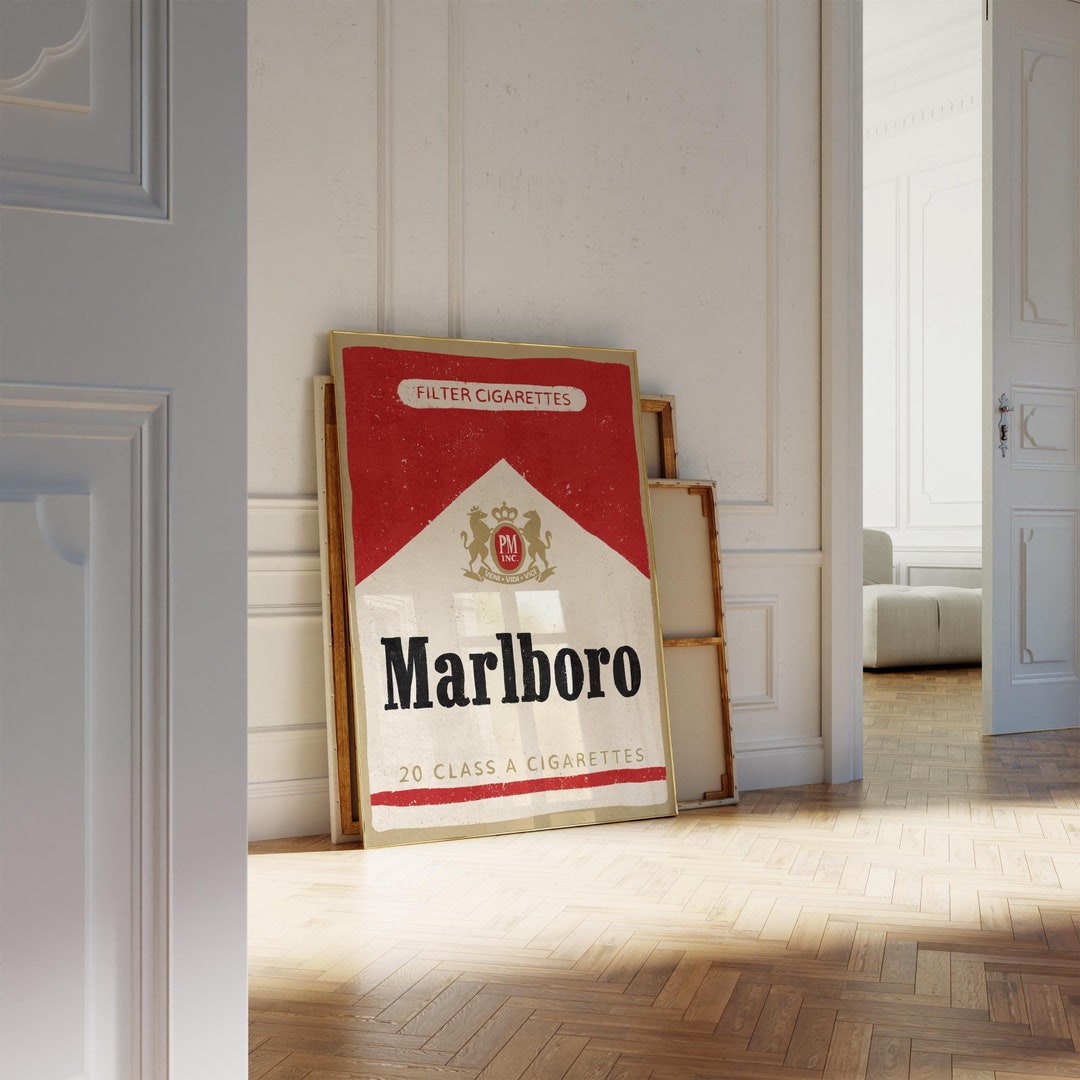 Retro Marlboro Print, Vintage Poster, Digital Wall Art, Tobacco Poster ...