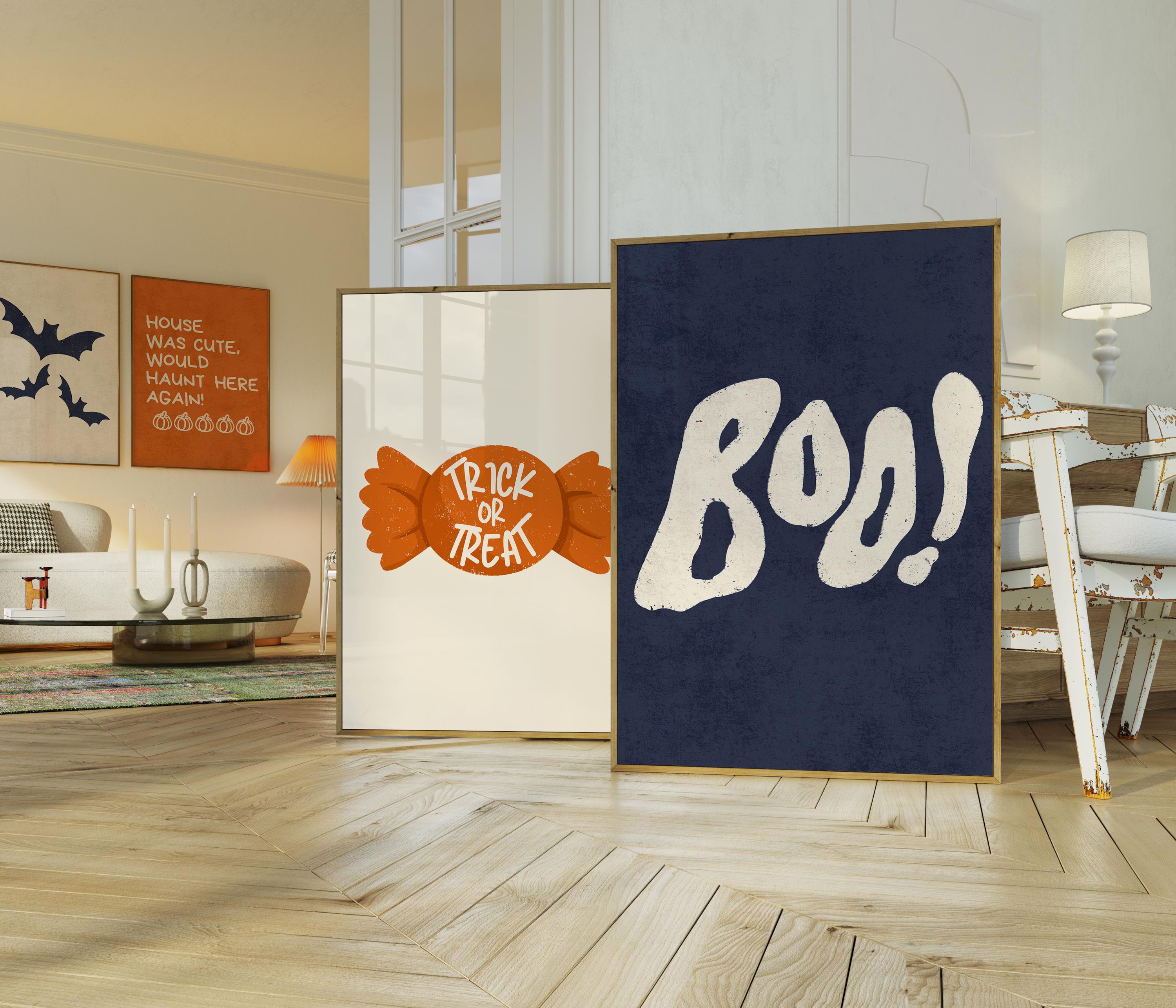 Set of 6 Halloween Posters, Gallery Wall Set, Cute Halloween Decor ...