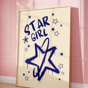Girly Prints, Star Girl Poster, Girly Trendy Wall Art, Retro Wall Art ...