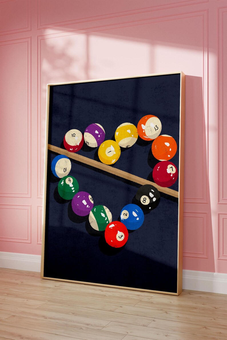 Retro Billiard Balls Art Print, 70s Game Room Decor (digital Download ...
