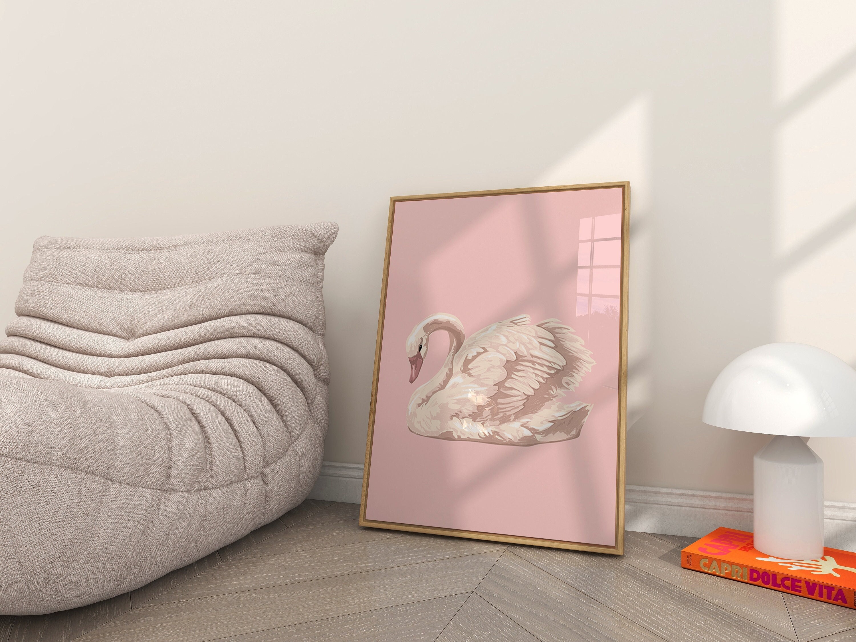 Swan Poster, Soft Printable Wall Art, Pink Home Decor, Animal Poster ...