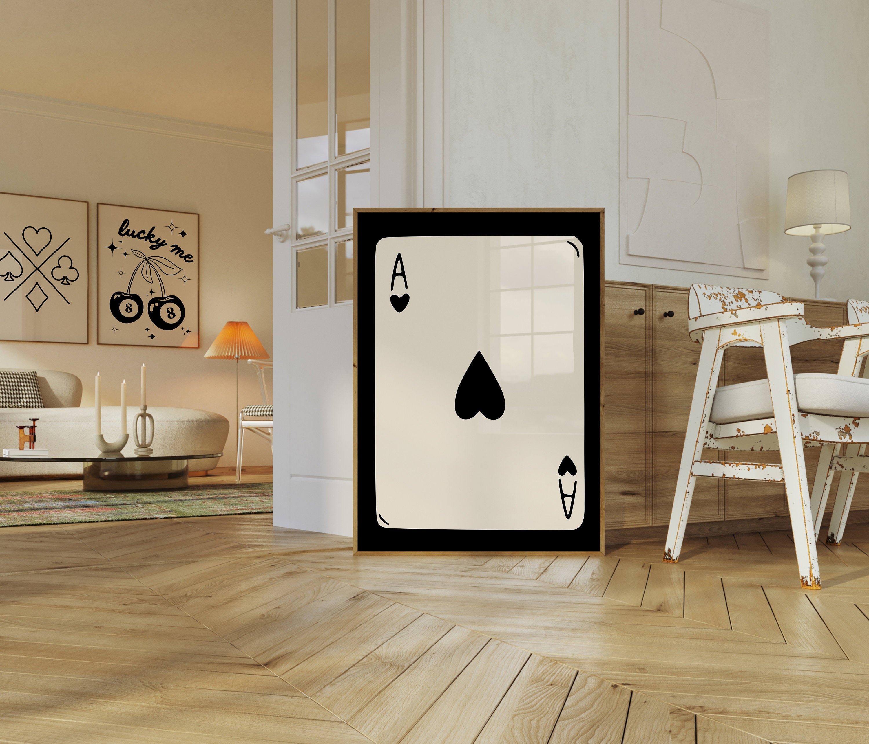 Trendy Ace of Hearts, Playing Card Poster, Trendy Retro Wall Art, Retro ...