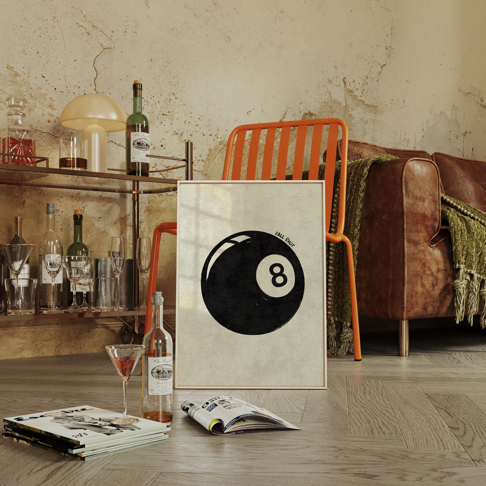 Trendy 8 Ball Print, Vintage Pool Ball Poster, Bar Cart Decor ...