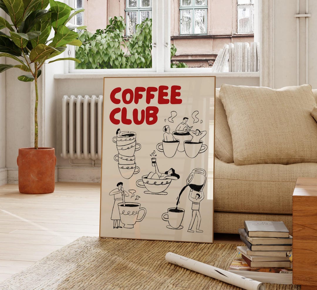 Coffee Wall Art, Printable Kitchen Decor, Retro Coffee Print, Funny ...