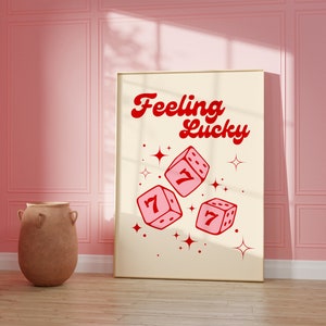 Feeling Lucky 777 Poster, Printable Pink Wall Art, Downloadable Wall ...