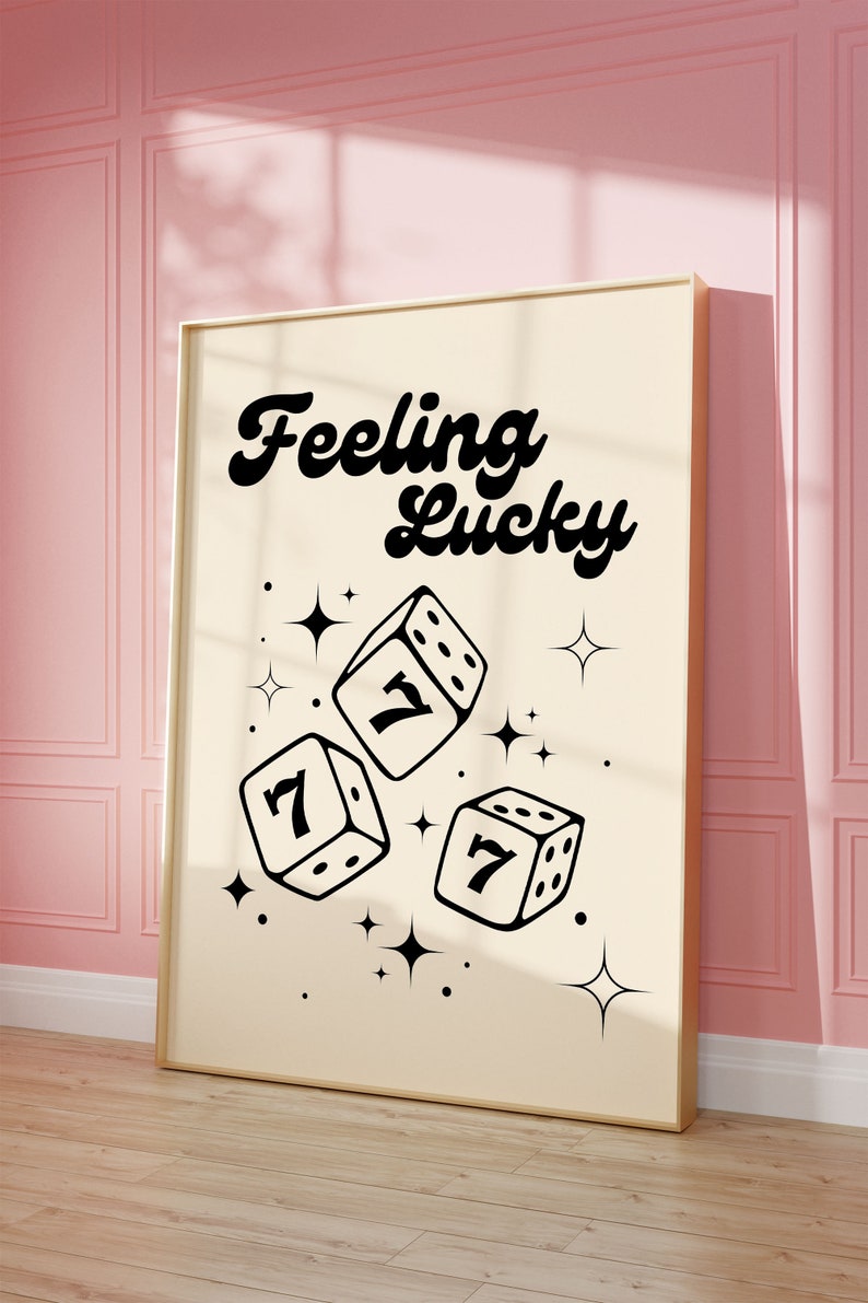 Feeling Lucky 777 Poster, Printable Pink Wall Art, Downloadable Wall ...