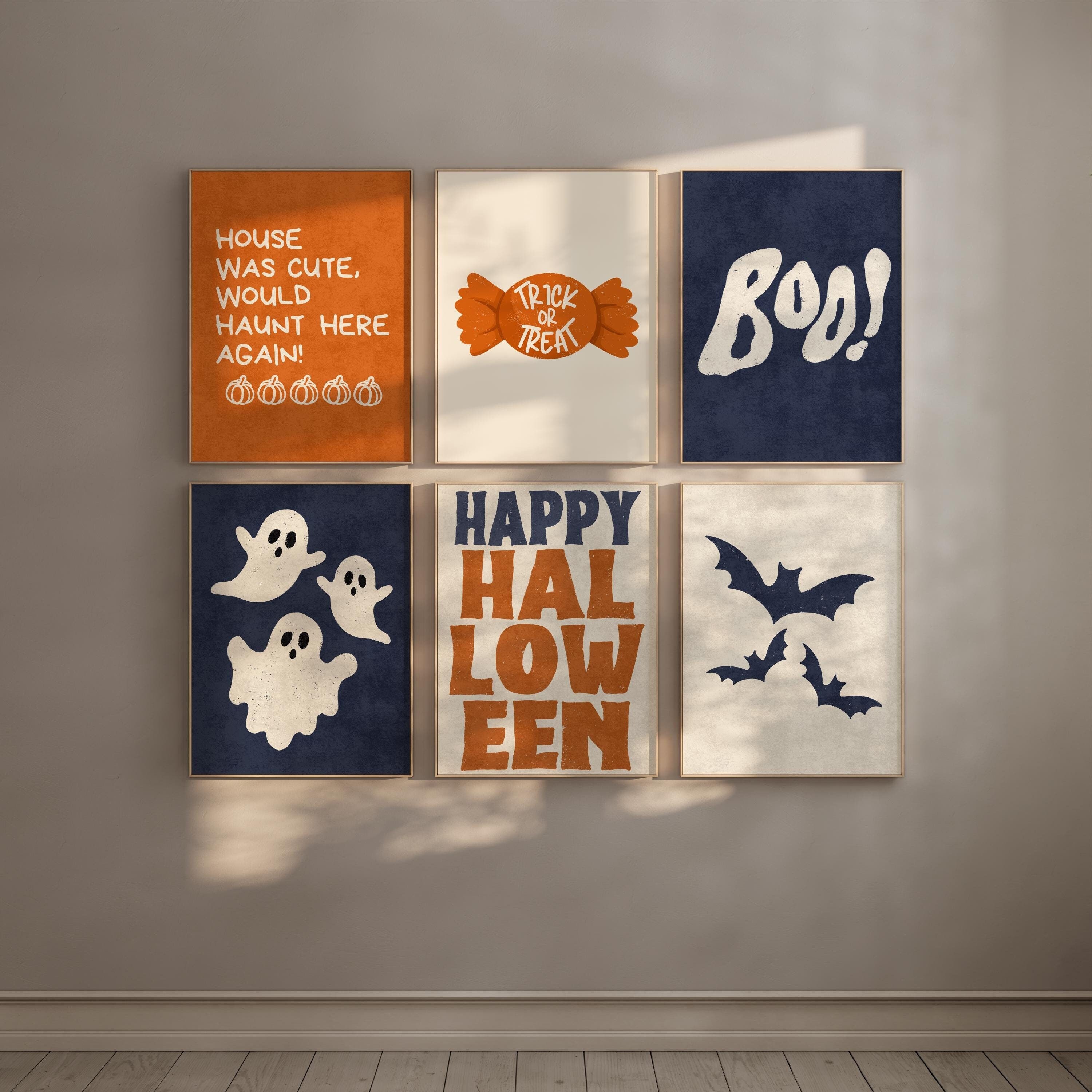 Retro Halloween Poster Set: Spooky Gallery Wall Art (digital Download ...
