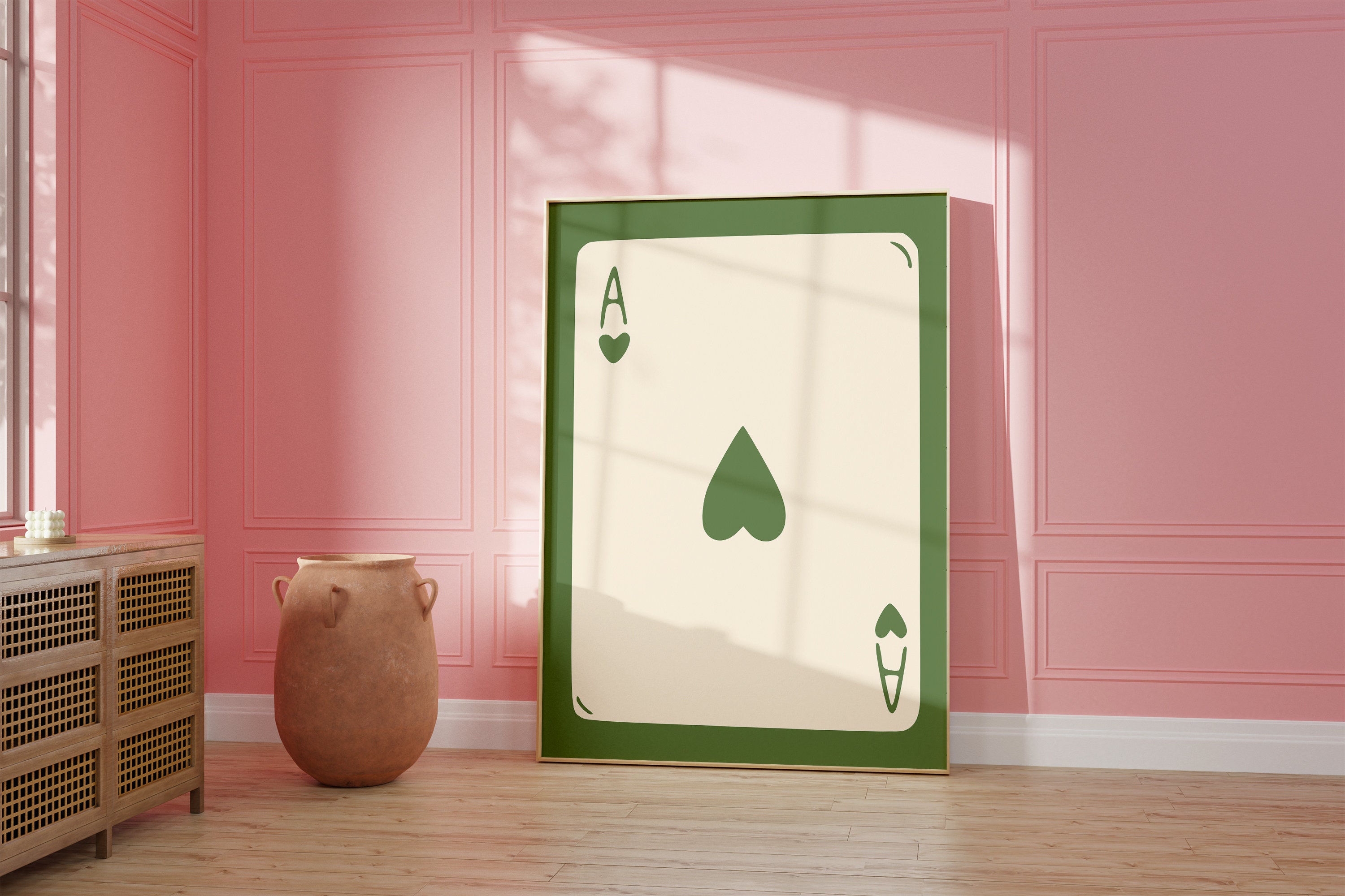 Trendy Ace of Hearts, Playing Card Poster, Trendy Retro Wall Art, Retro ...