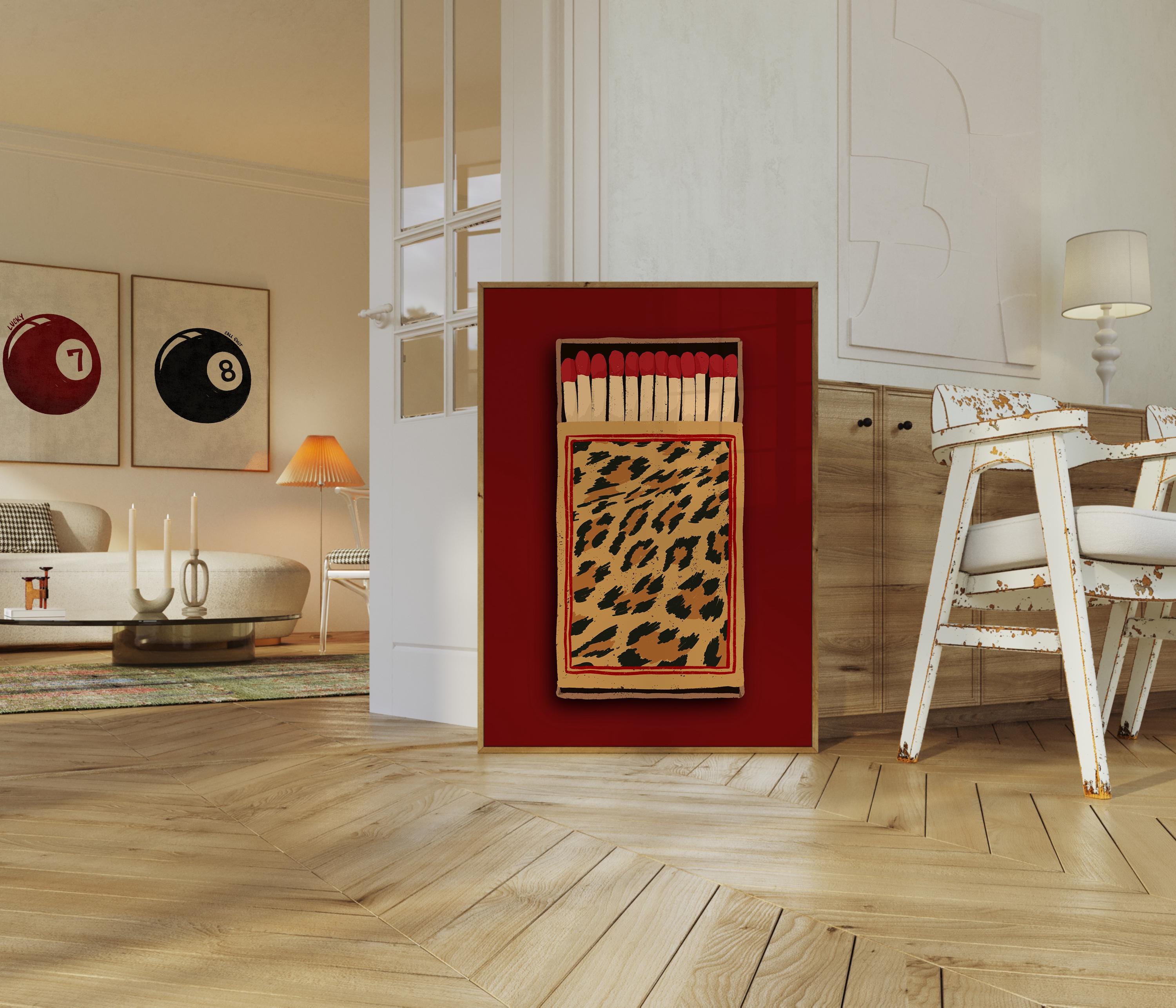 Retro Leopard Matchbox Printable Wall Art – Trendy Dorm Room and Bar ...