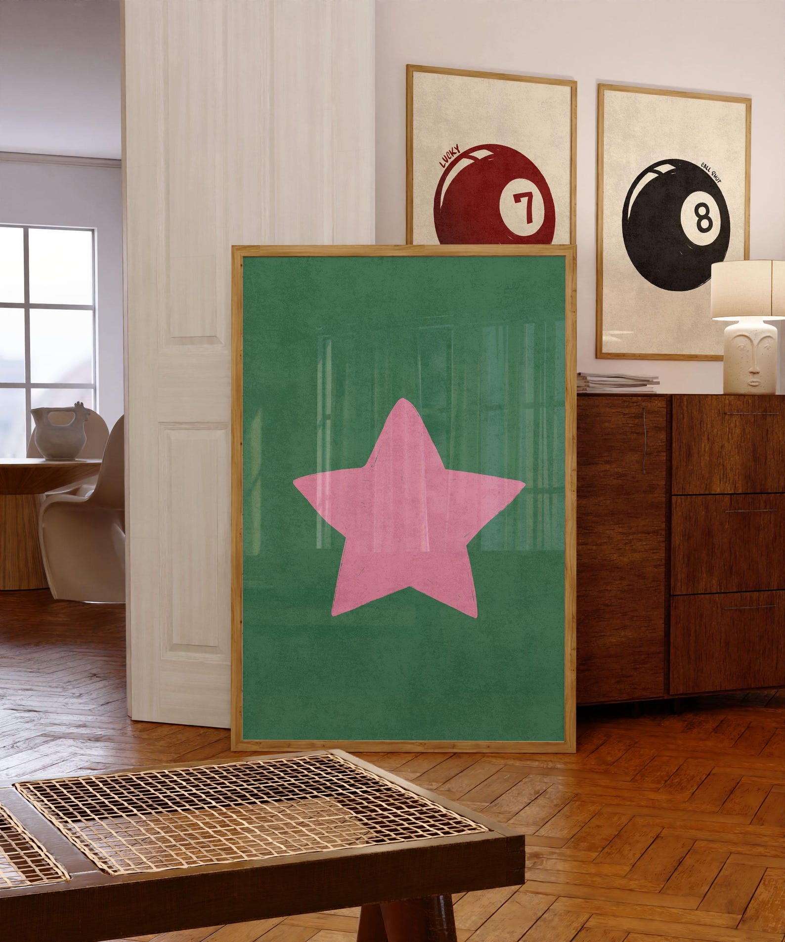 Pink Star Print, Printable Retro Wall Art - Etsy
