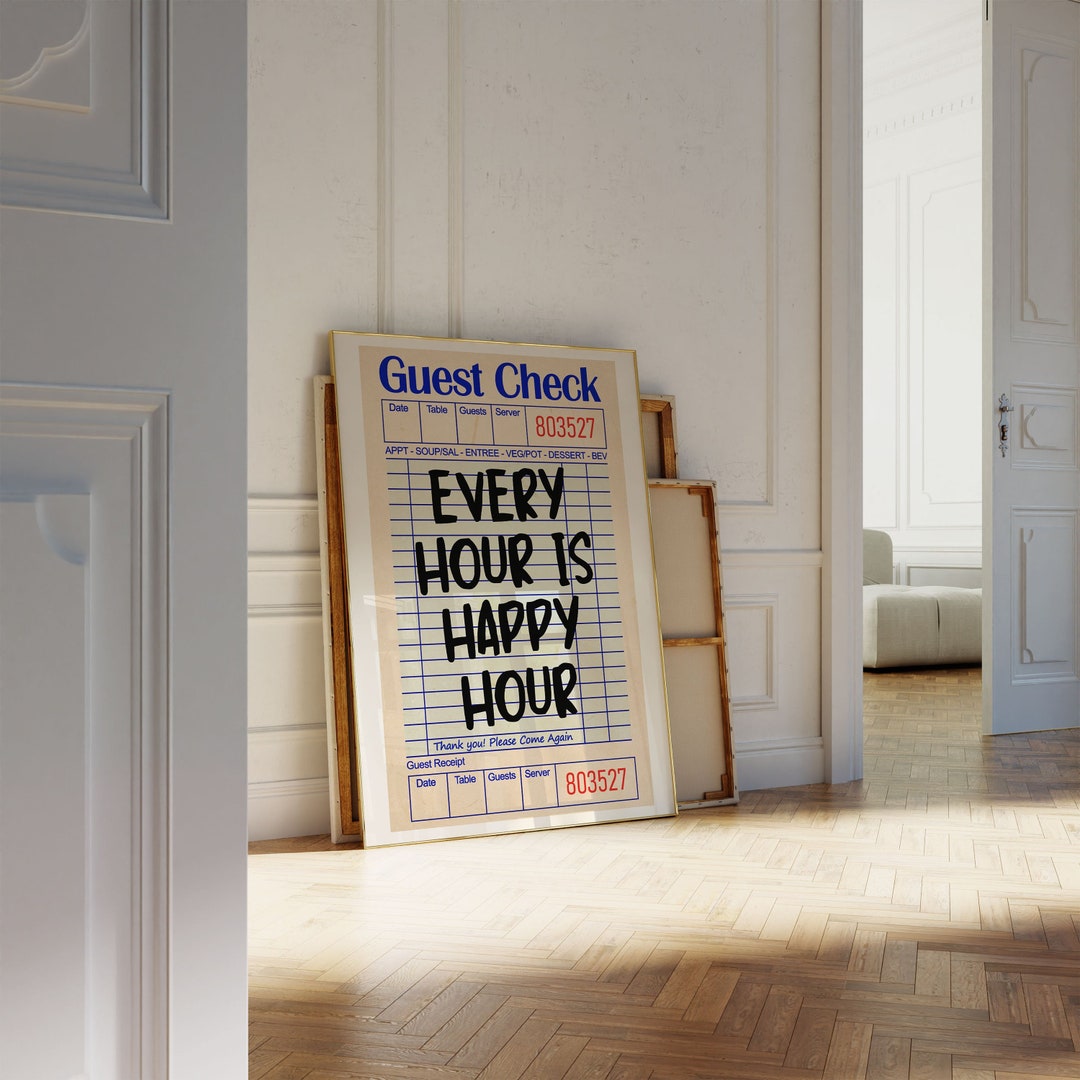 Guest Check Print, Happy Hour Guest Check, Guest Check Wall Art ...