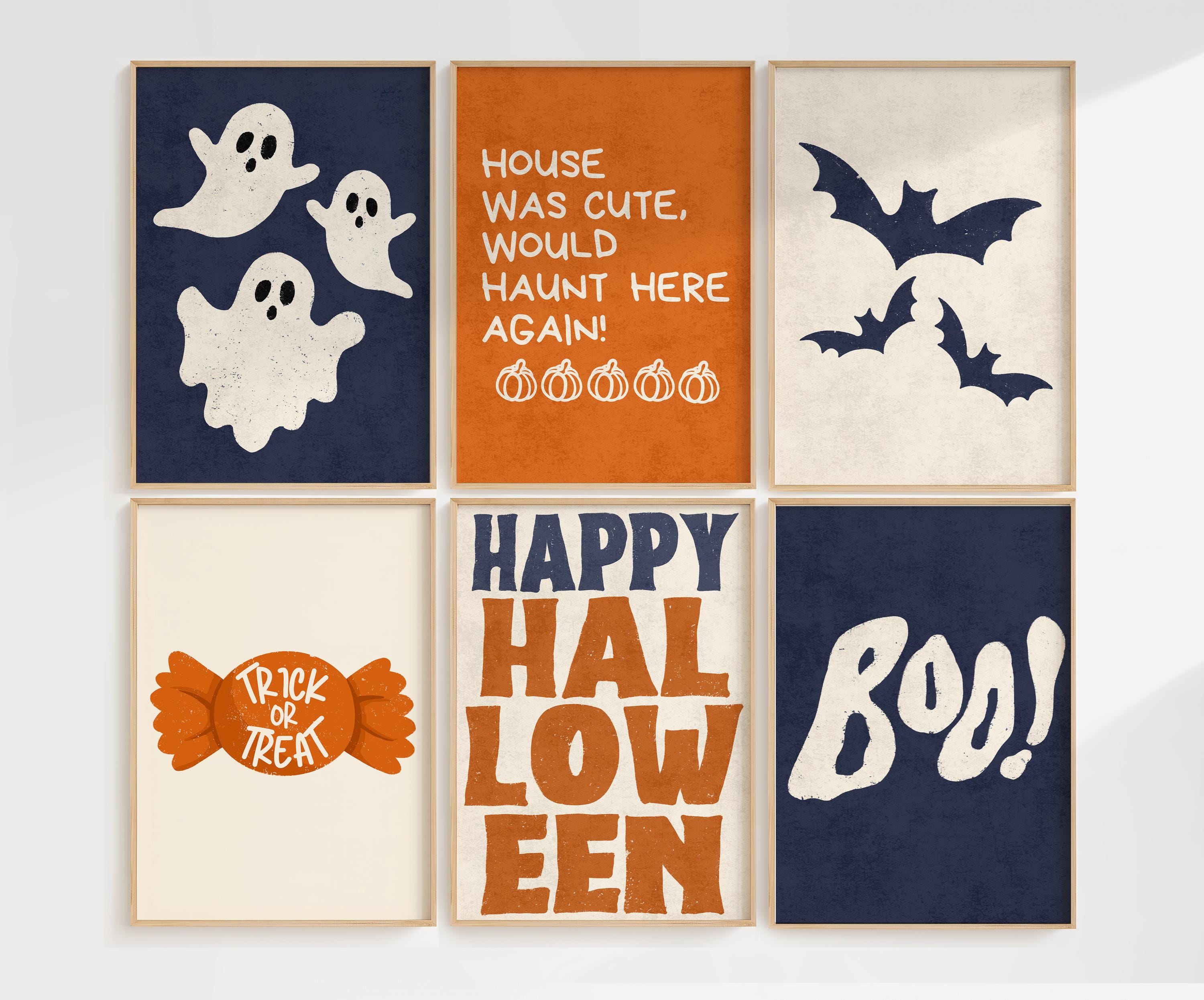 Set of 6 Halloween Posters, Gallery Wall Set, Cute Halloween Decor ...