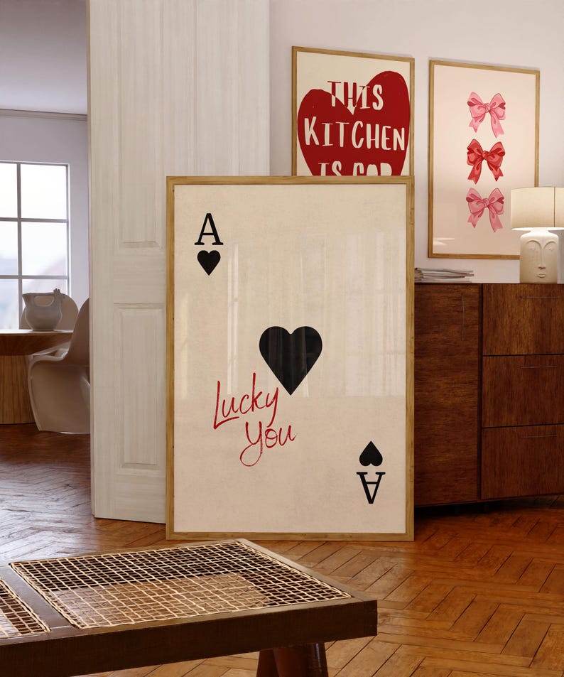 Lucky You Ace of Hearts Poster, Trendy Wall Art, Motivational Quote ...