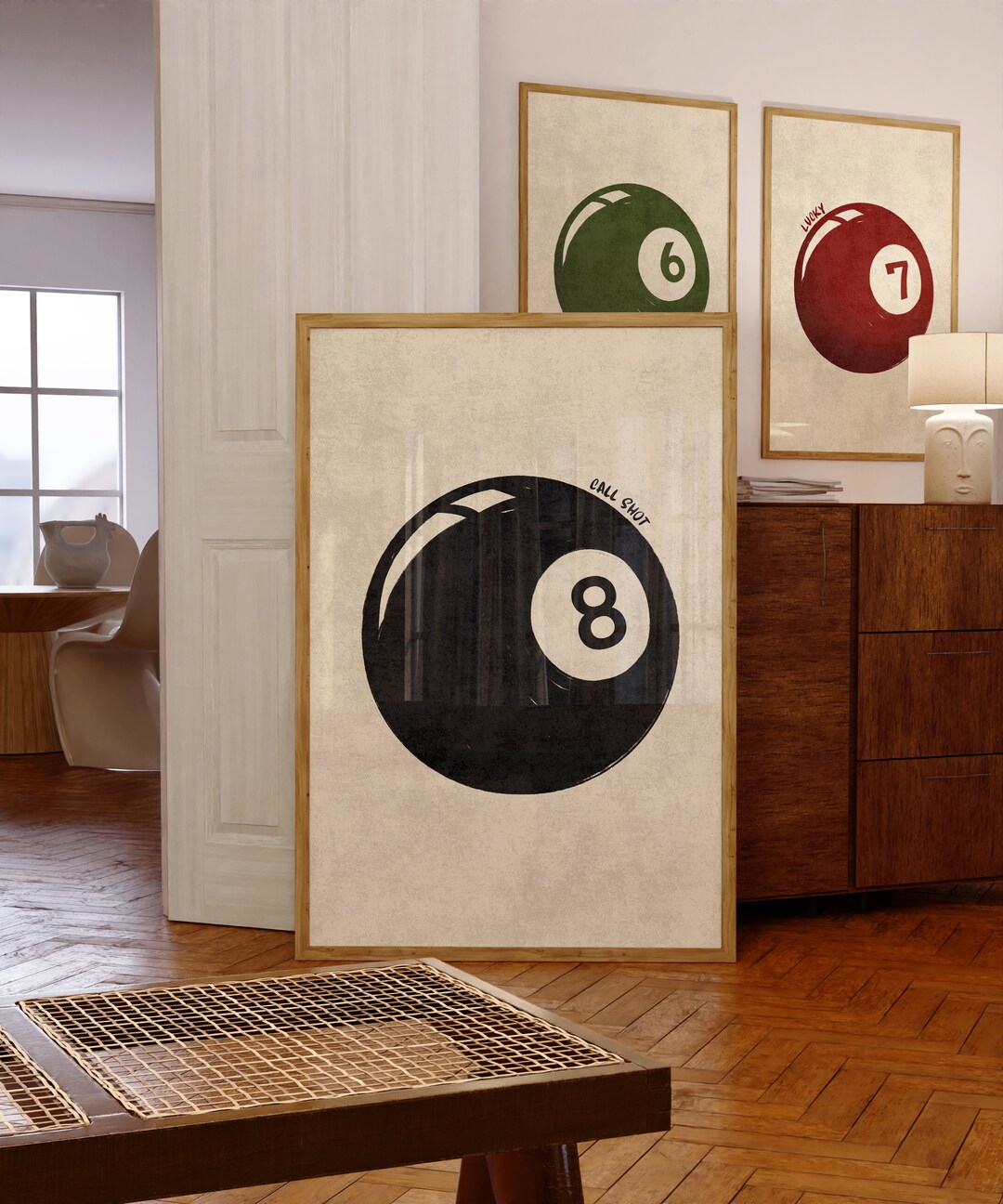 Trendy 8 Ball Print, Vintage Pool Ball Poster, Bar Cart Decor ...
