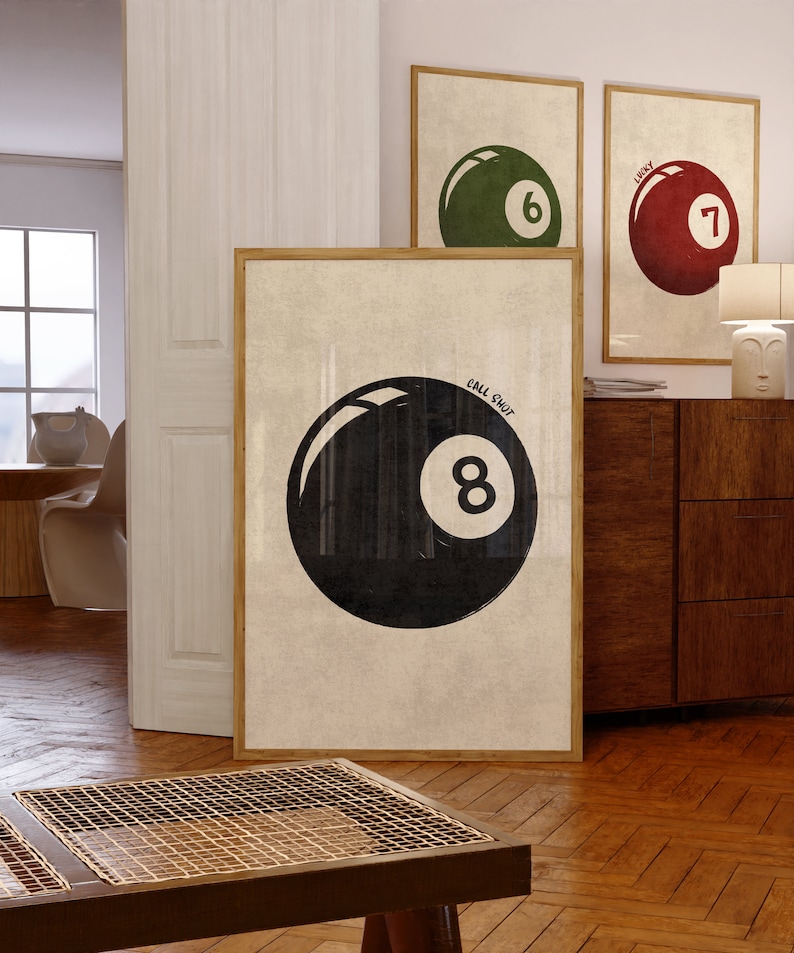 Vintage 8 Ball Poster, Trendy Bar Cart Decor (printable) - Etsy