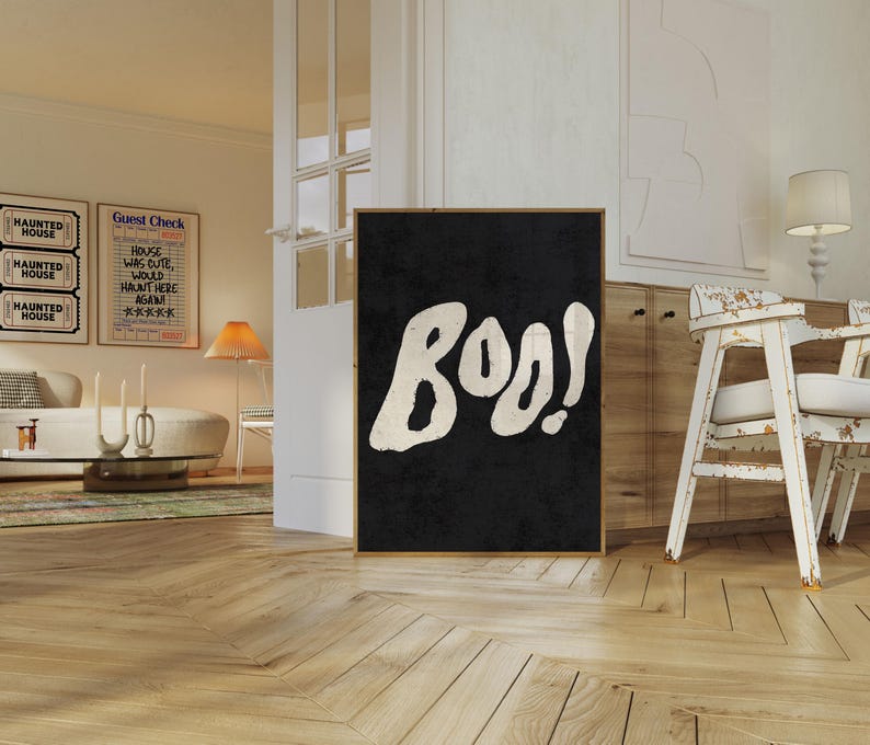 Trendy BOO! Halloween Poster, Retro Wall Art (digital Download) - Etsy