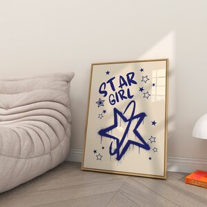 Girly Prints, Star Girl Poster, Girly Trendy Wall Art, Retro Wall Art ...
