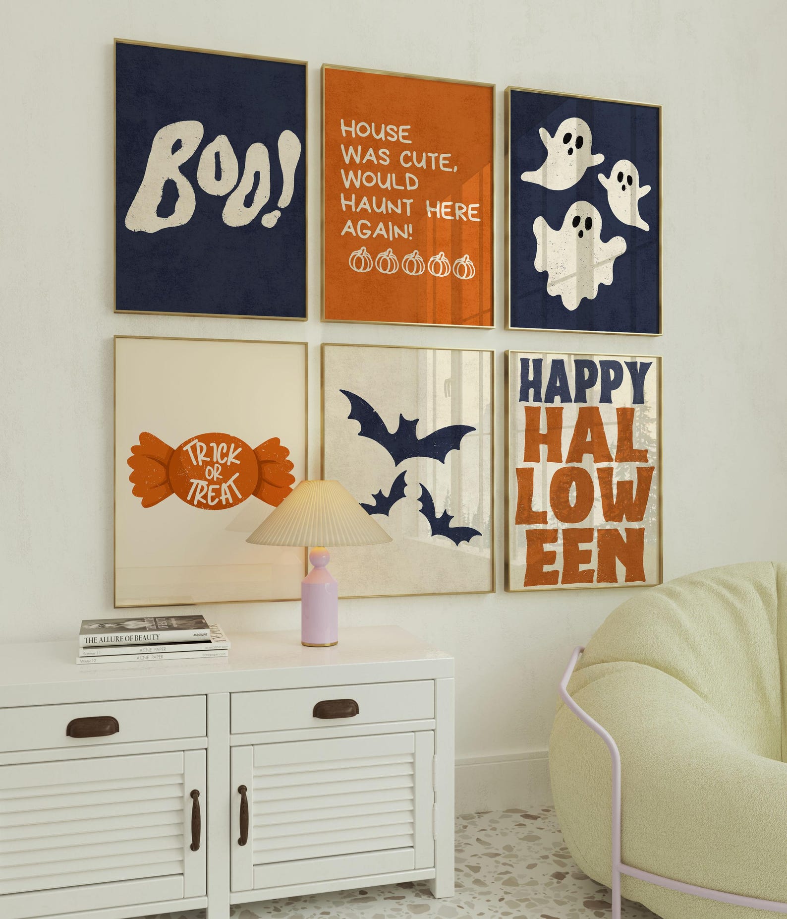 Retro Halloween Poster Set: Spooky Gallery Wall Art (digital Download ...