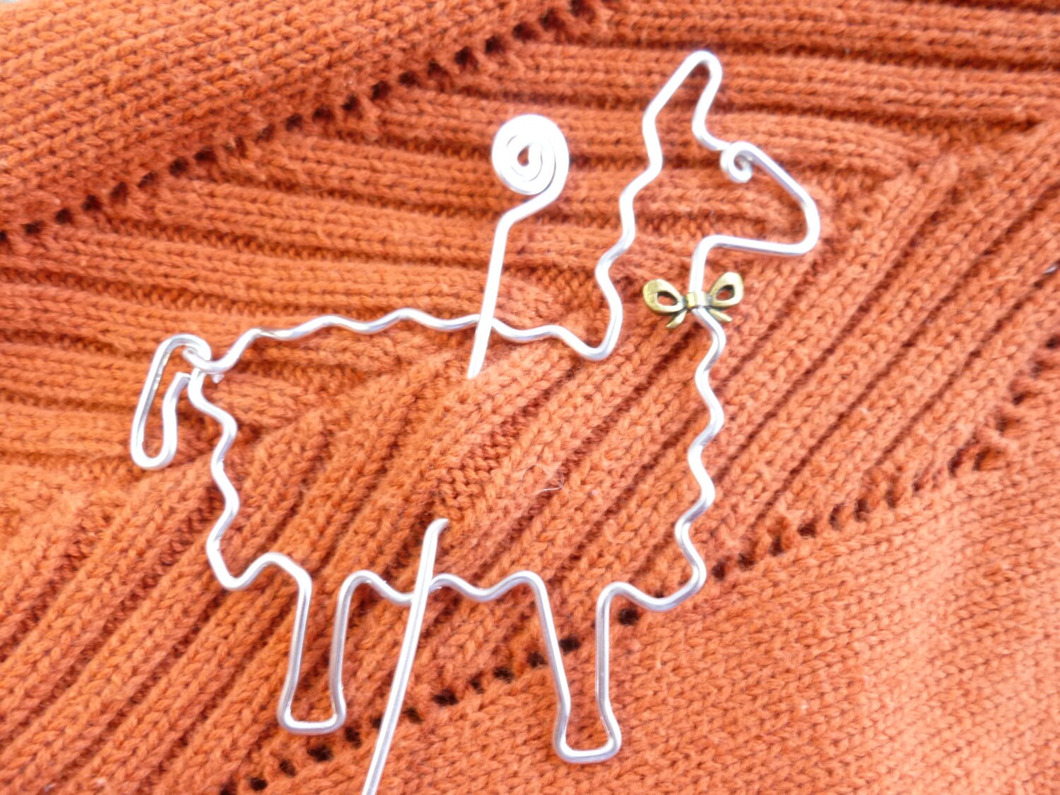 LLAMA SHAWL PIN With Bow Wirework Alpaca Shawl Pin - Etsy
