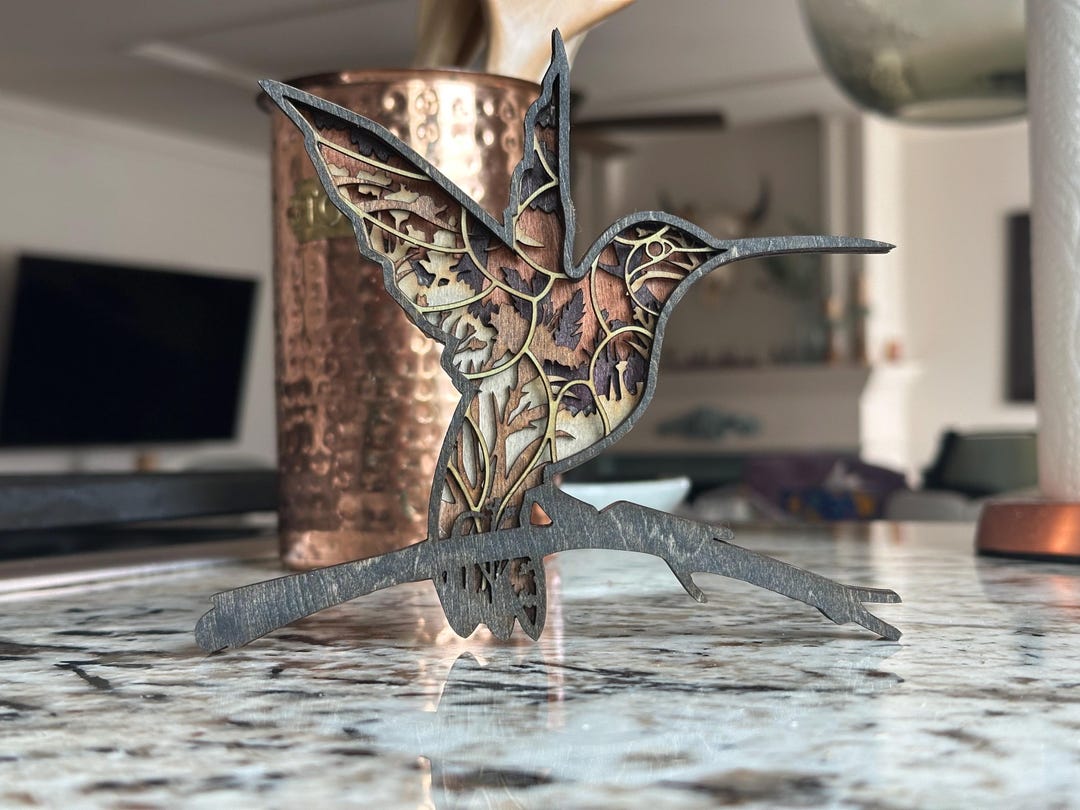 Laser-cut Wooden Hummingbird Wall Art: Layered Rustic Home Decor - Etsy