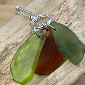 Sea Glass Trio Pendant - Genuine Beach Glass Necklace - Sea Glass ...