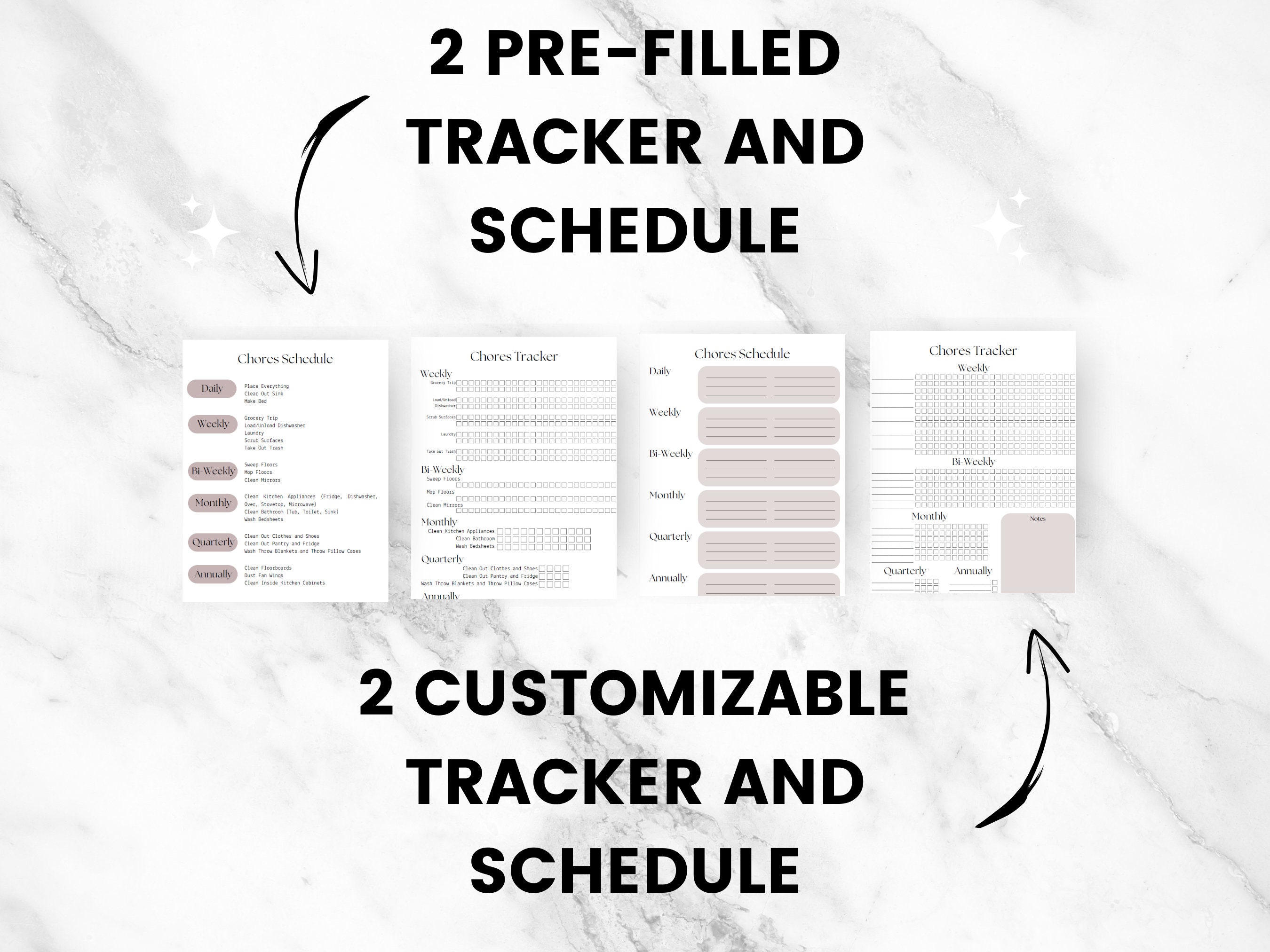 Cleaning Schedule & Cleaning Tracker Downloadable Printable Pre-filled ...