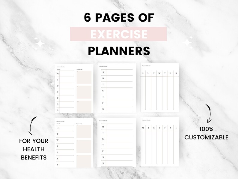 Weekly Exercise Planner | Workout Planner | Monday + Sunday Start ...