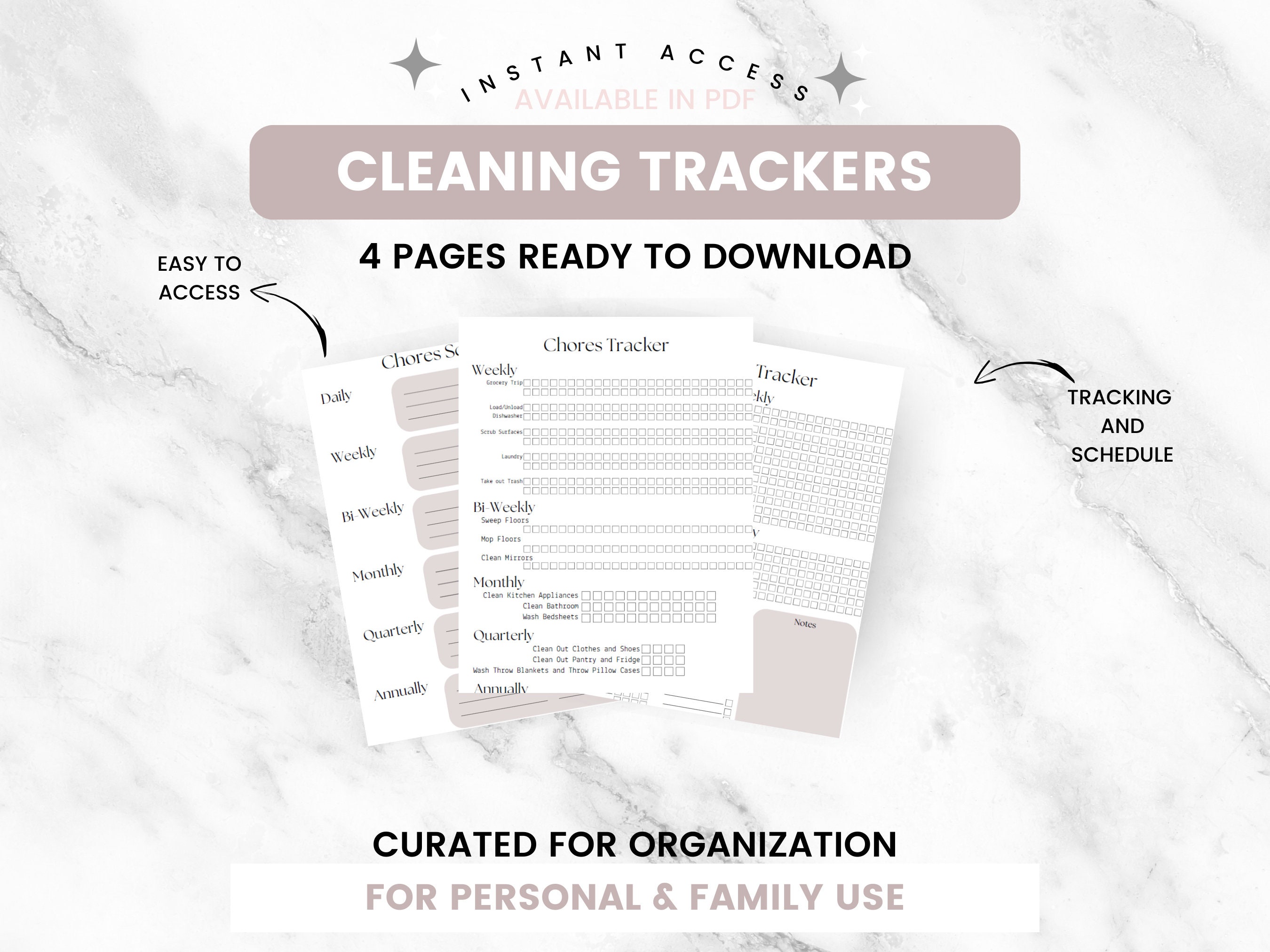 Cleaning Schedule & Cleaning Tracker Downloadable Printable Pre-filled ...