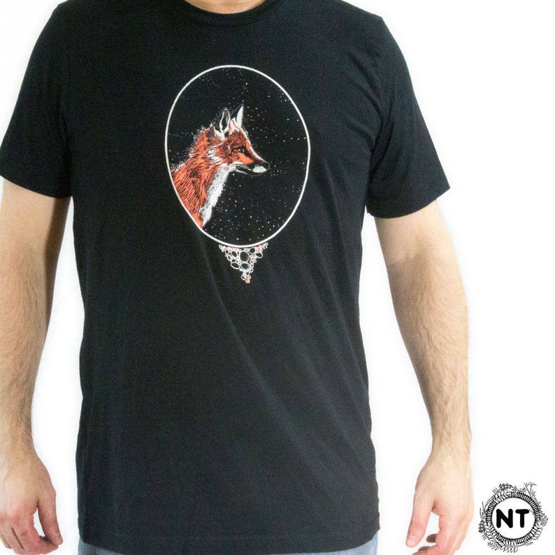 Men's Fox Tee Screen Printed Black Shirt - Etsy