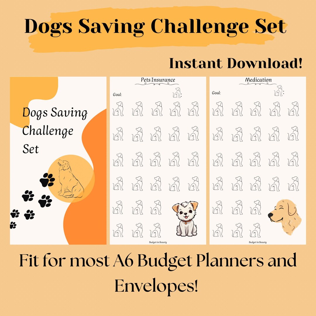 Dogs Expenses Saving Challenge Set for Budget Planner - Etsy