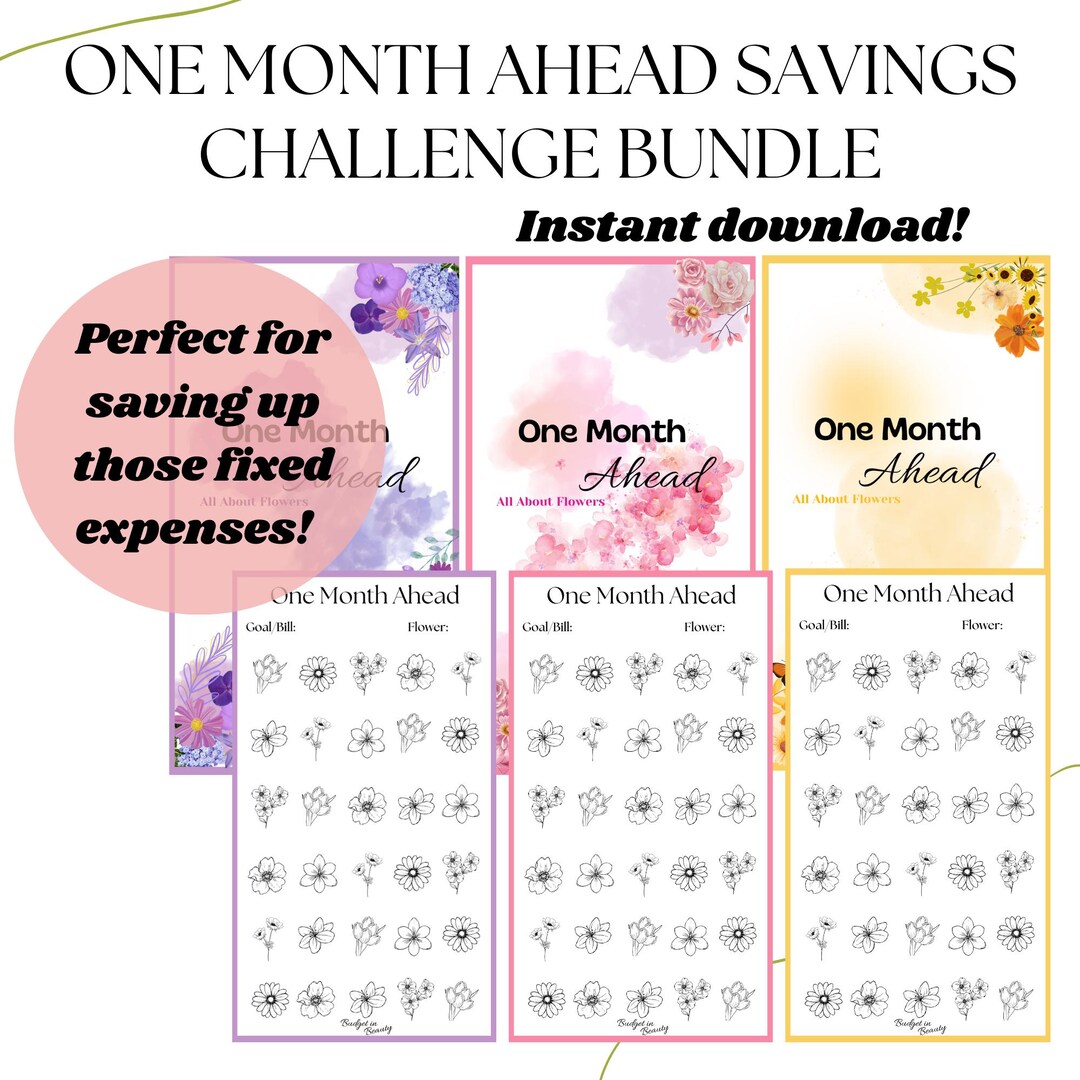One Month Ahead Flowers Edition for Budget Binder | A6 Sized Challenges ...