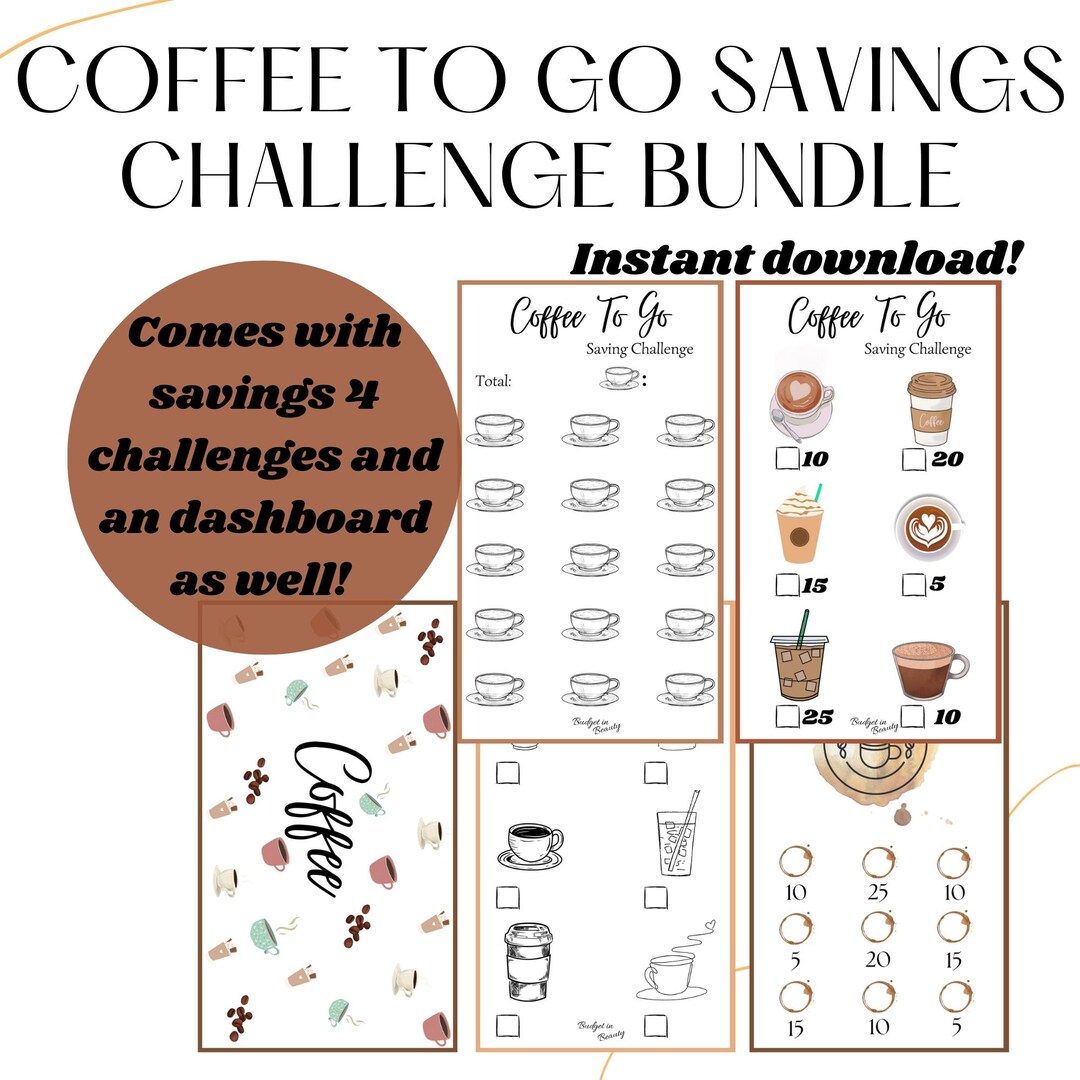 Coffee Saving Challenges Bundle for Budget Binder A6 Sized Challenges ...