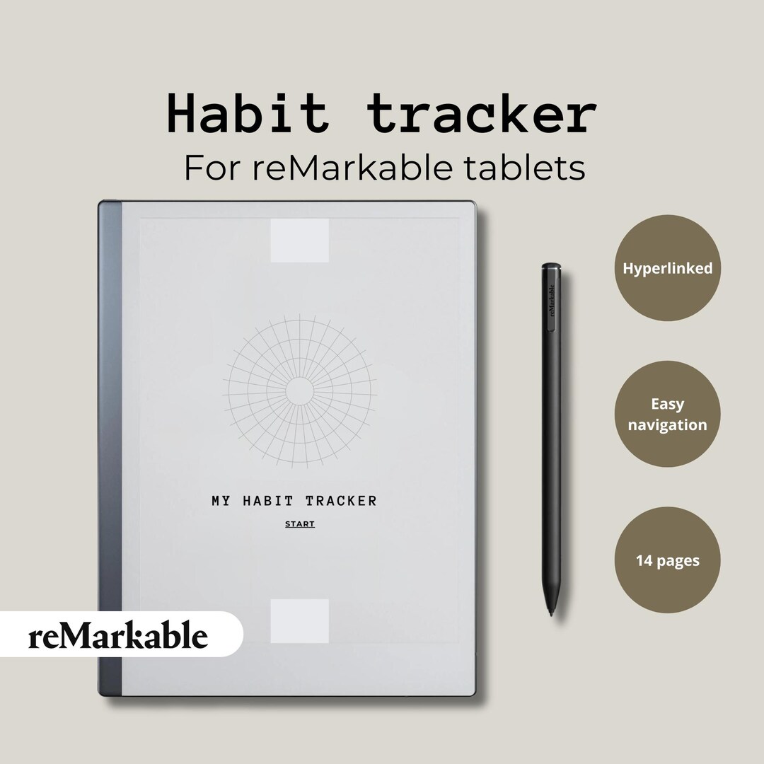 Remarkable 2 Habit Tracker Remarkable Template Digital Habit Tracker ...