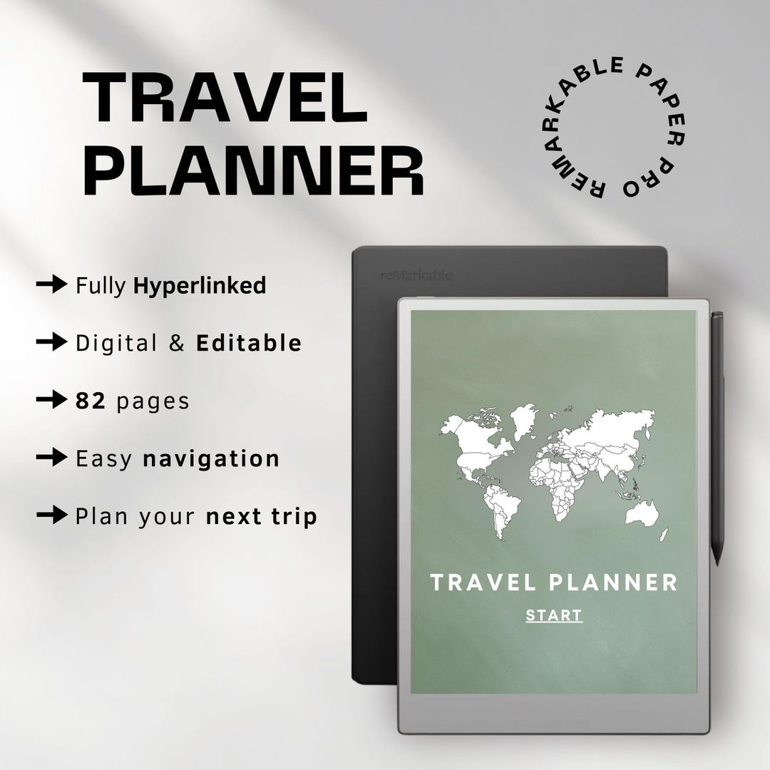 Travel Planner for Remarkable Paper Pro Digital Travel Journal Trip ...