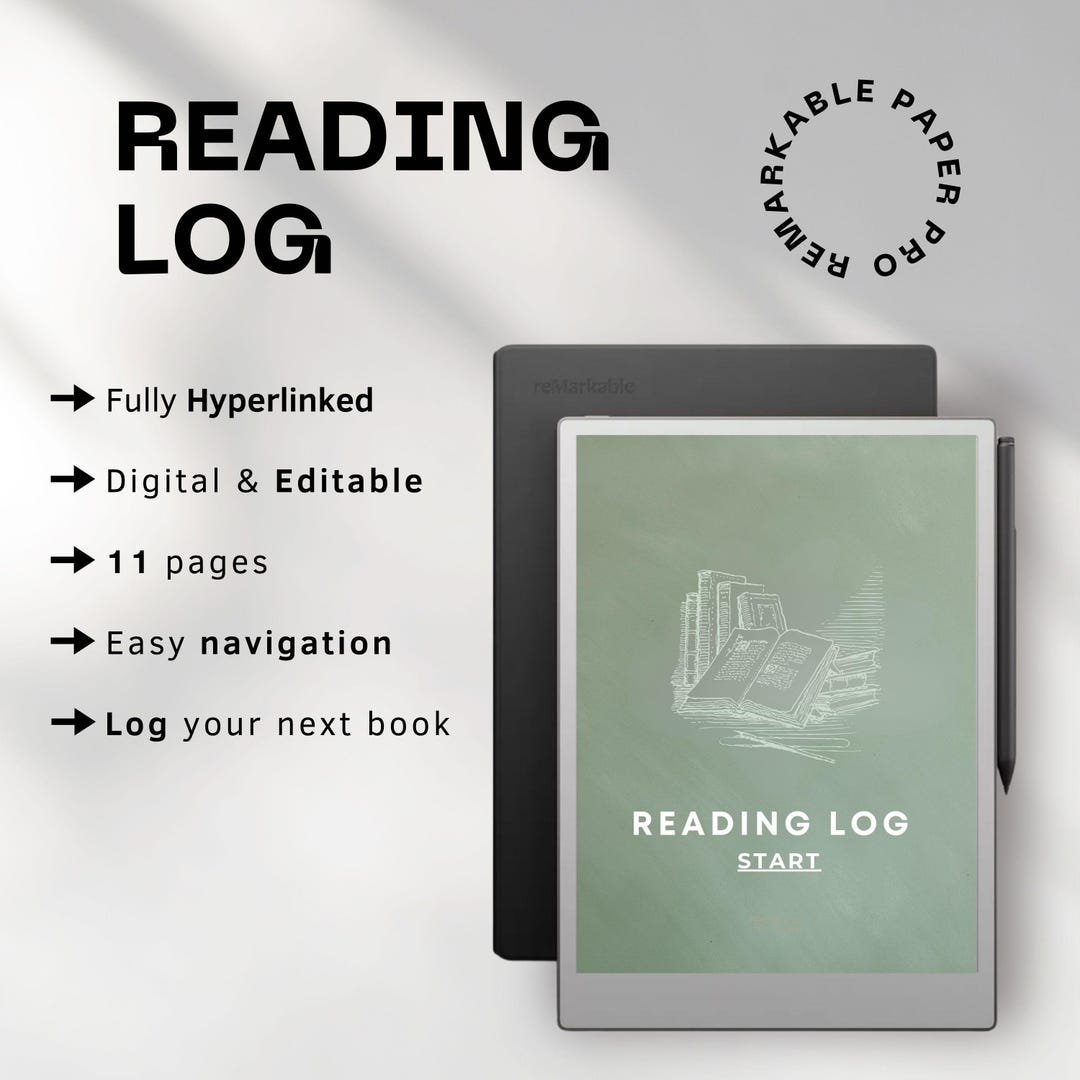 Reading Log for Remarkable Paper Pro | Digital Reading Journal ...