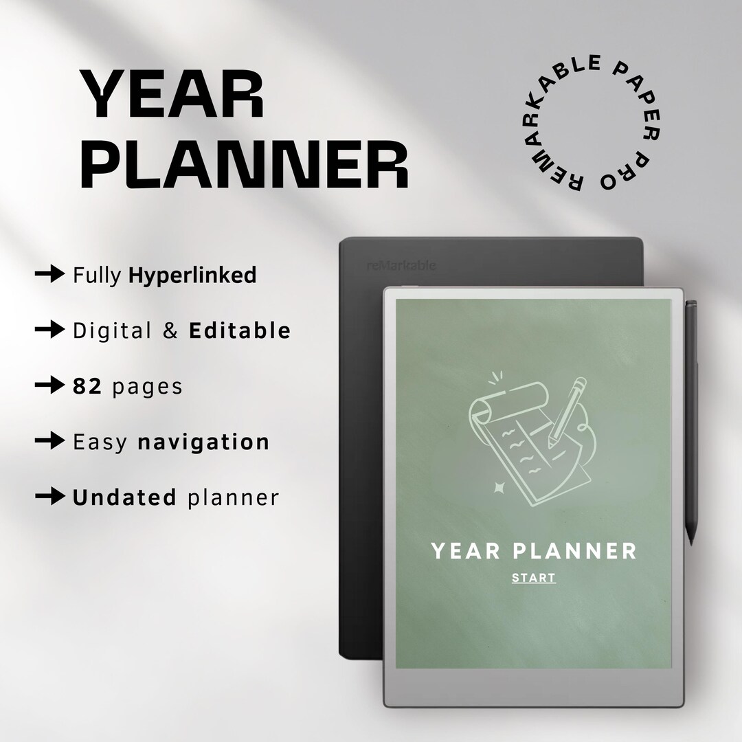 Yearly Planner for Remarkable Paper Pro | Templates for Remarkable ...