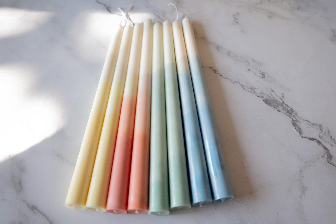 Ombre Taper Candles, Unscented, Gradient Wedding Decoration, Art Decor ...