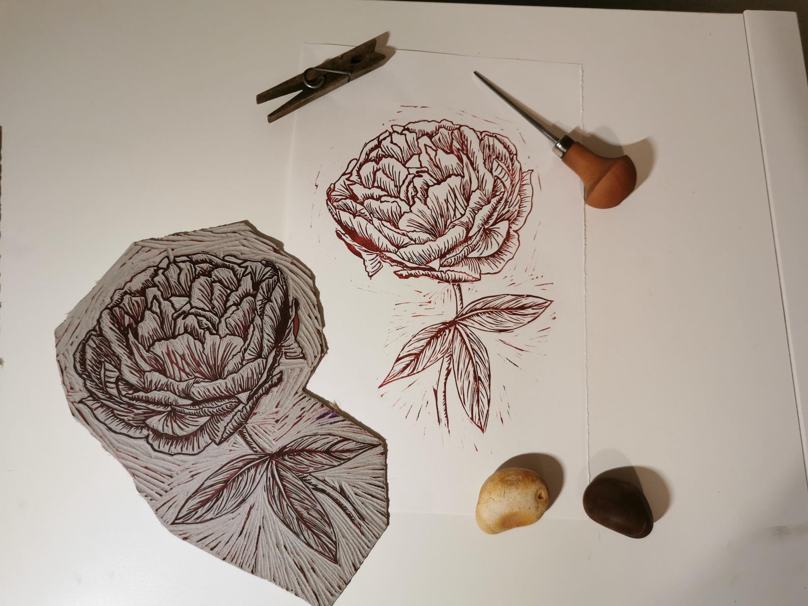 Peony Handcut Lino Print - Etsy