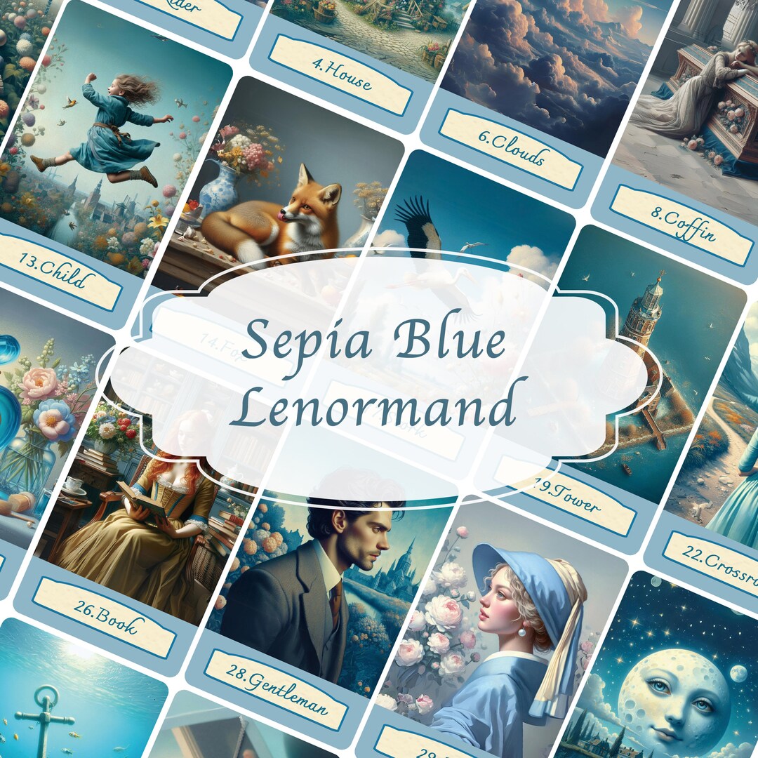 Sepia Blue Lenormand //lenormand Card, Lenormand Card Deck, Oracle Deck, Oracle, Tarot Card ...